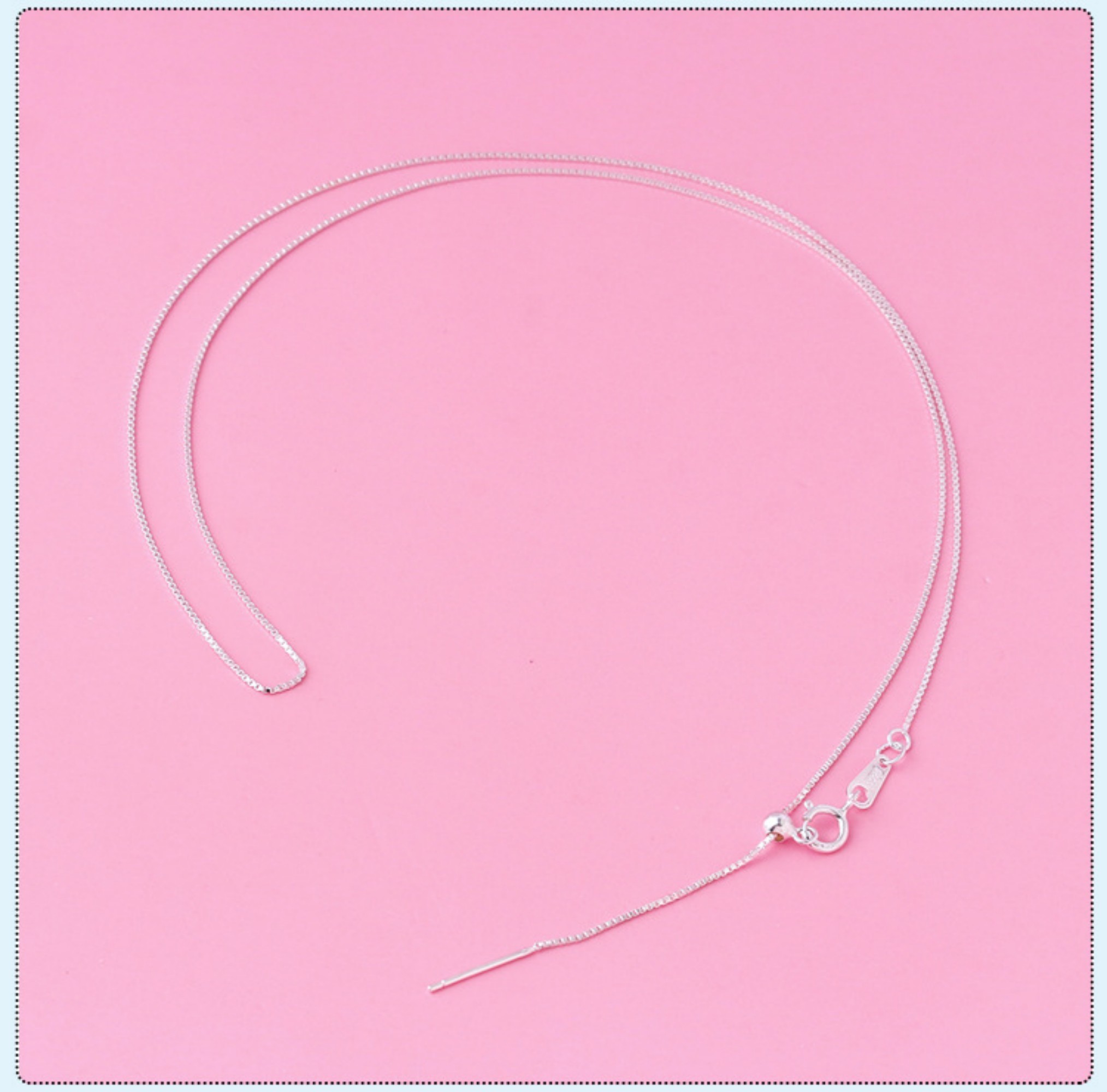 Solid S925 Sterling Silver Adjustable Chain,Silver Box Chain with ...