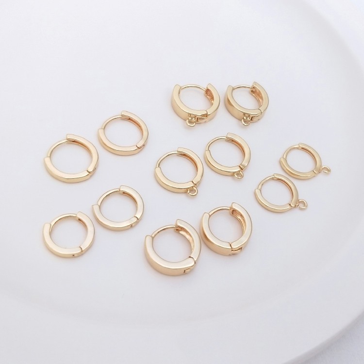 14K Gold Pated Flat Round Earring Hooks with Loop,Lever Back Earring ...