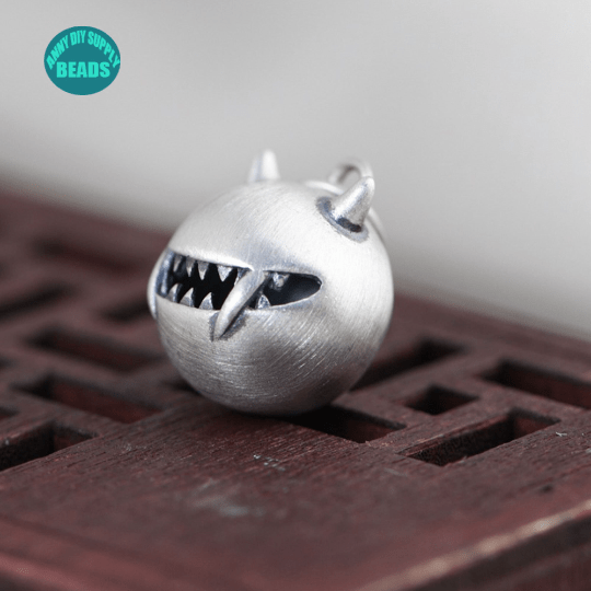 1PC Sterling Silver Ball Pendant,Evil Ball Pendant,Devil Tooth Pendant ...